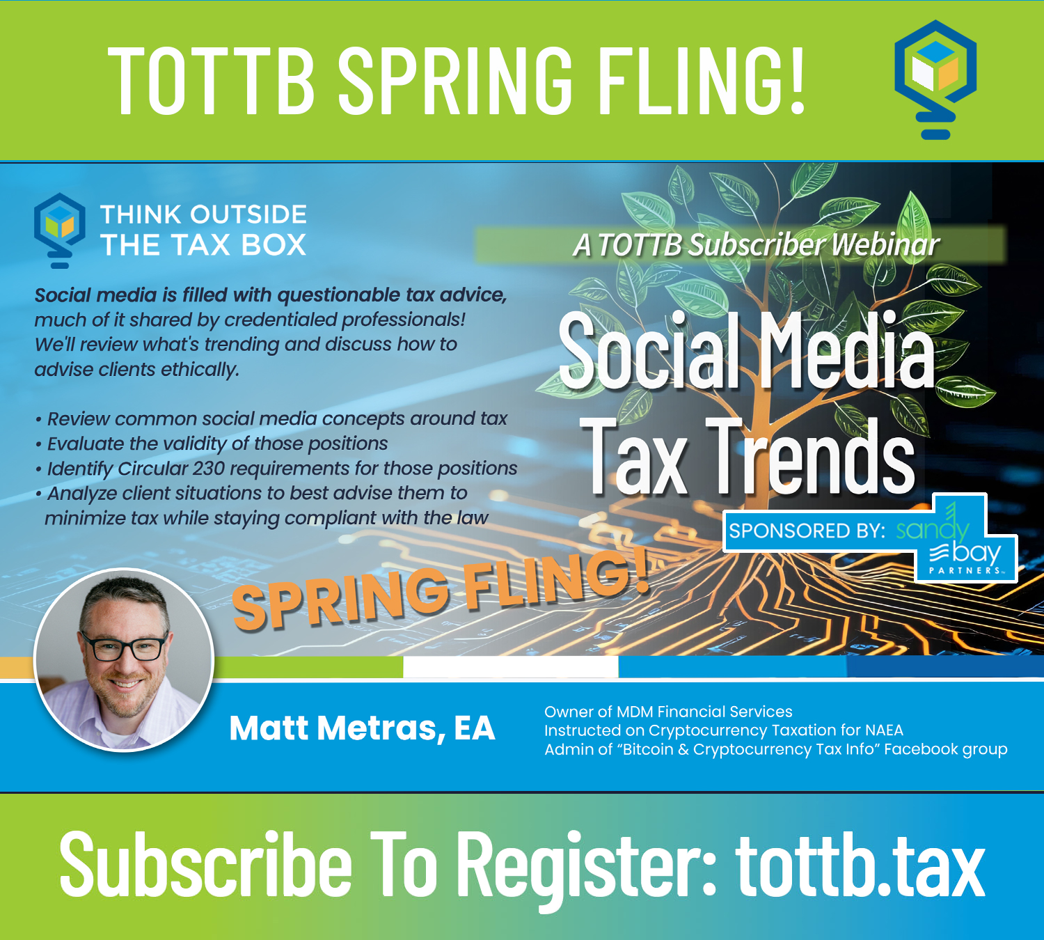 2025 Spring Fling Webinar Event - Think Outside the Tax Box